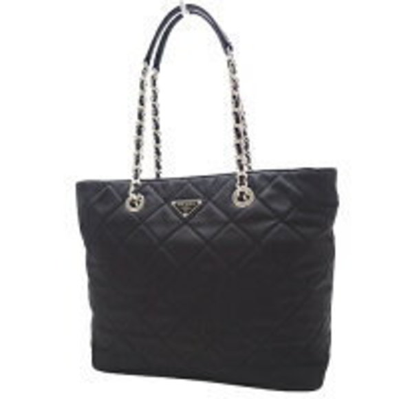 Prada | Bags | Prada Chain Tote Bag Quilted Nylon Tessuto Impuntu Nero ...